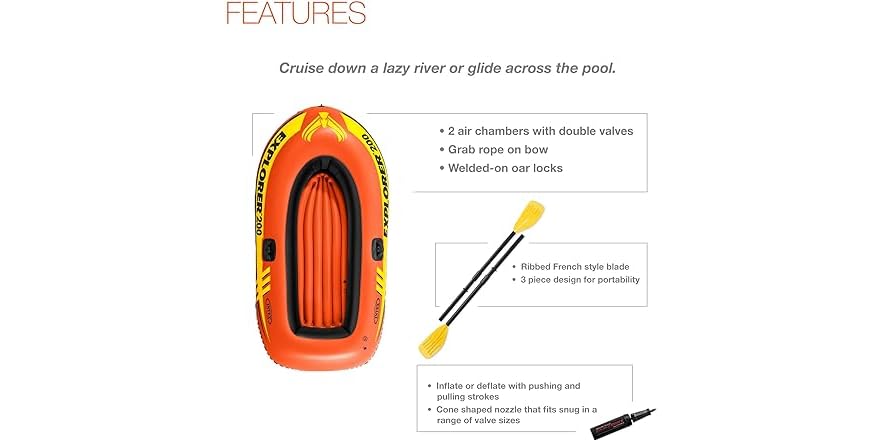INTEX Explorer 200 Inflatable Boat Set