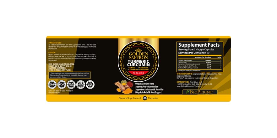 Golden Saffron Turmeric Curcumin Capsules