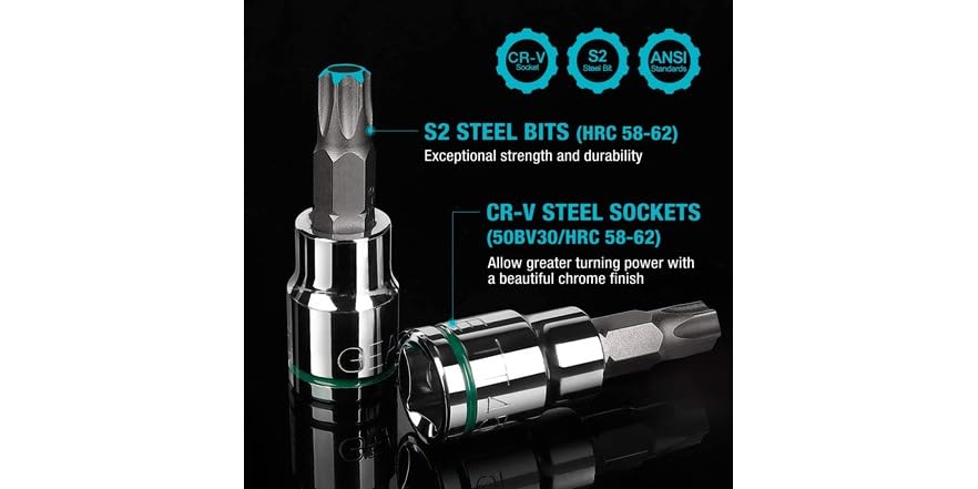 21-Piece Torx and Hex Bit Socket Set