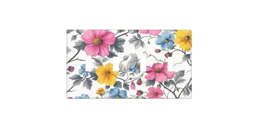 Floral Quad Toggle Switch Cover 4Gang