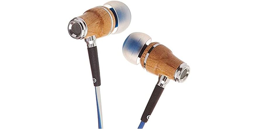 Symphonized NRG X Wood Wired Earbuds with Booming Bass (Blue & White)