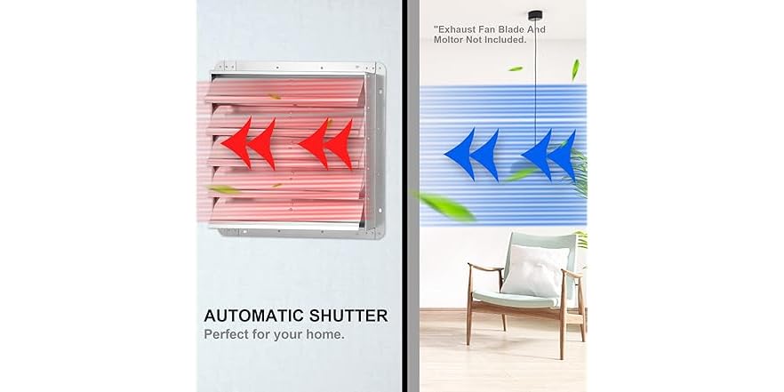 iPower 20" Square Aluminum Automatic Shutter Vent (Open Box)