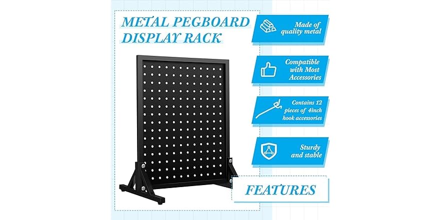 2 PC Metal Pegboard Display Stand
