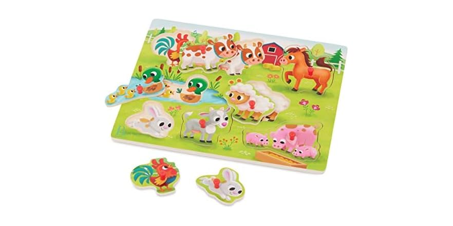 B. toys Farm Animals Wooden Peg Puzzle