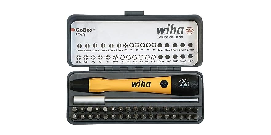 Wiha 75979 36pc GoBox ESD Precision Micro Bit Set