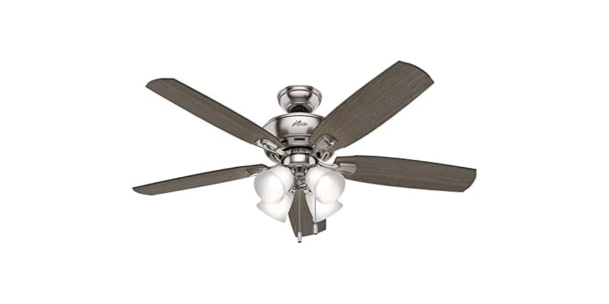 52" Hunter Fan Amberlin Brushed Nickel (NEW)