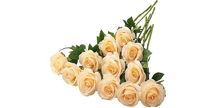 Helera 12pcs Champagne Roses Artificial
