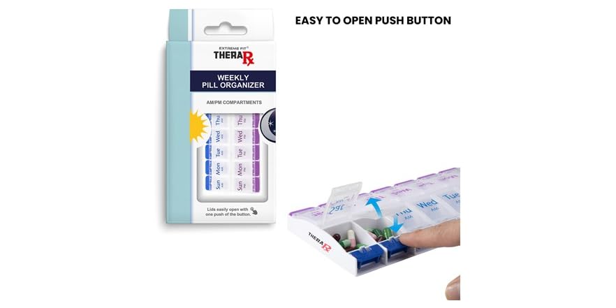 TheraRx 7-Day Push Button Pill Organizer