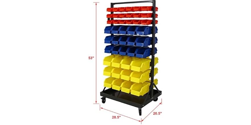 Moveable Tool Storage Rack - 90 Bin Part Organizer