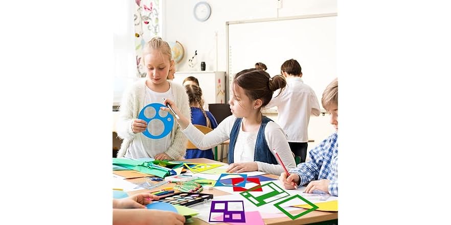 24 Pack Colorful Shape Tracing Stencils