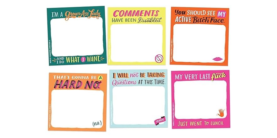 Em & Friends Grown-Ass Lady Sticky Note Packet, 6 Pads