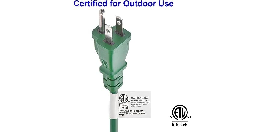 Clear Power 25 ft Outdoor Ext Cord w/3 Outlets