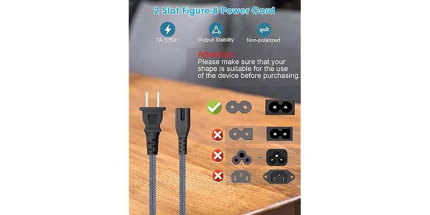 HOMAIR 10ft Nylon Braided AC Power Cord