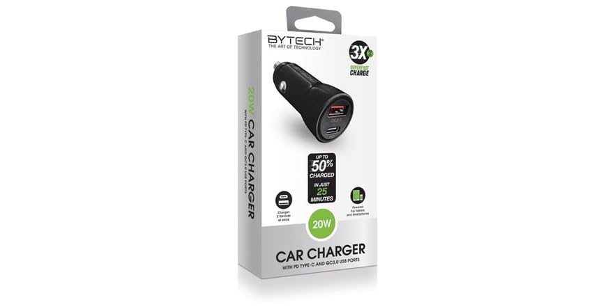Bytech 20W PD USB/USB-C Car Charger