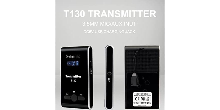 Retekess Wireless Communication System (1 Transmitter & 10 Receivers)