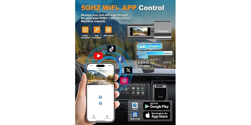 POYBPCY 4K Front Dash Cam Front