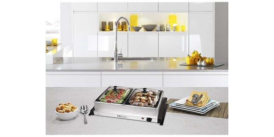Elite Gourmet Dual Tray Buffet Server