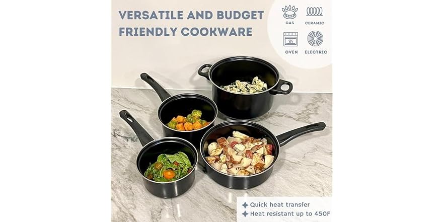 Lexi Home Carbon Steel 7pc Cookware Set