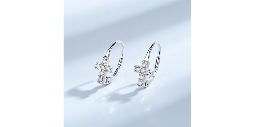 Crystal Cross Leverback Earrings