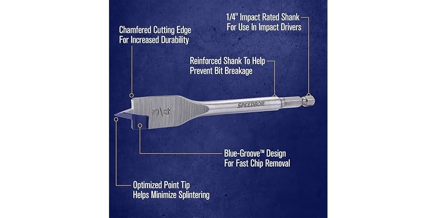 IRWIN SPEEDBOR Spade Wood Drill Bit Set, 5pc 88885