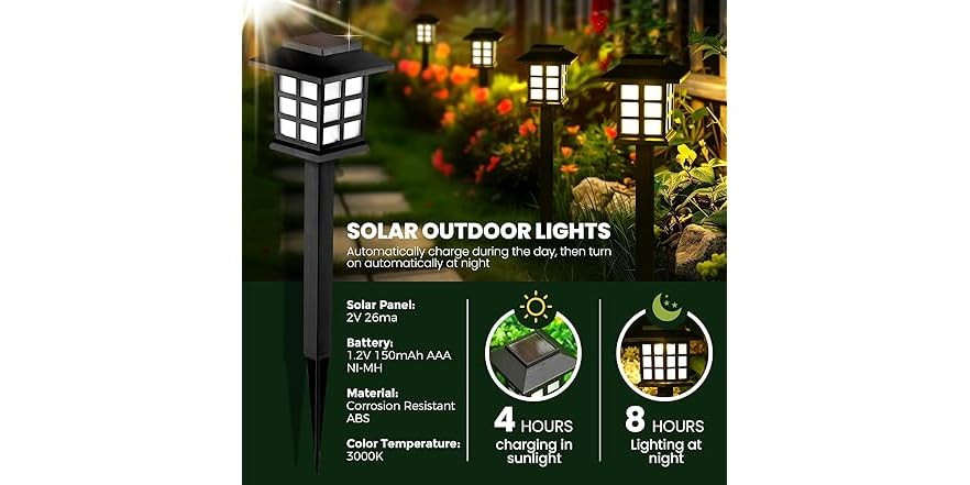 GIGALUMI Solar Outdoor Lights, 12-Pack