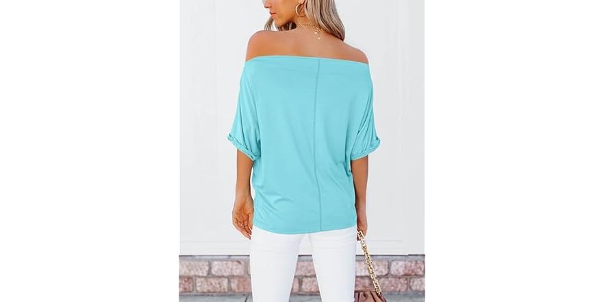 Off Shoulder Batwing Sleeve Loose Blouse