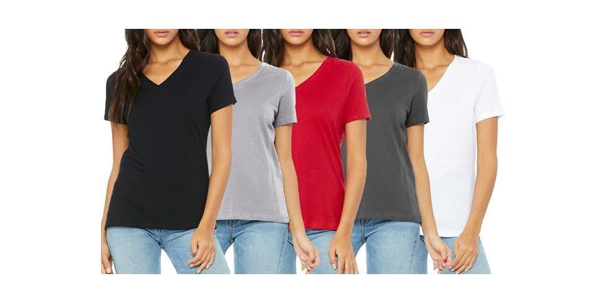 6Pk Womens Loose Fit S/S V-Neck Tee