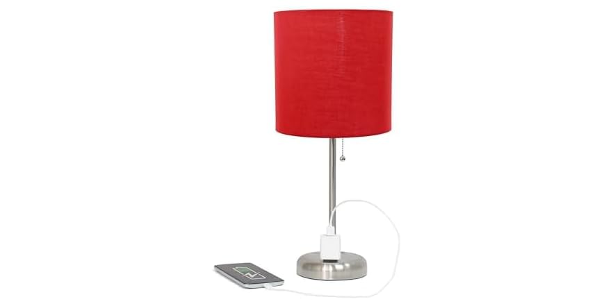 Simple Designs 2pk Table Desk Lamps, Red