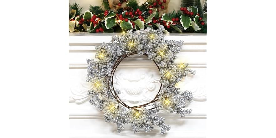 6ft Berry String Lighted Plastic Garland