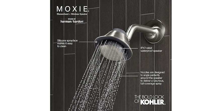 Kohler Moxie® Showerhead/Bluetooth Speaker