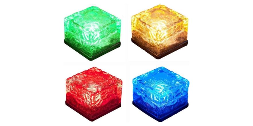 4-Pack Solar Glass Brick Light