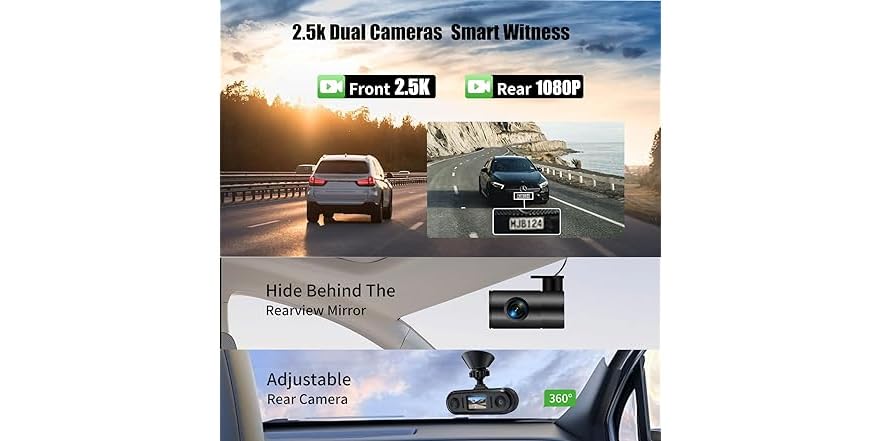 AZDOME PB-2 Wi-Fi FHD Dual Dash Cam (Open Box)