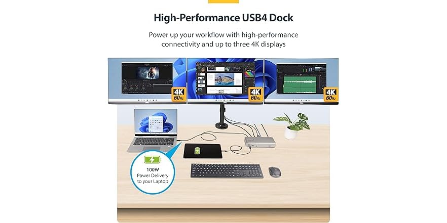 StarTech Triple 4K Monitor Docking Station (Open Box)