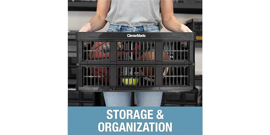 CleverMade Collapsible Utility Crate, Stone, 1PK