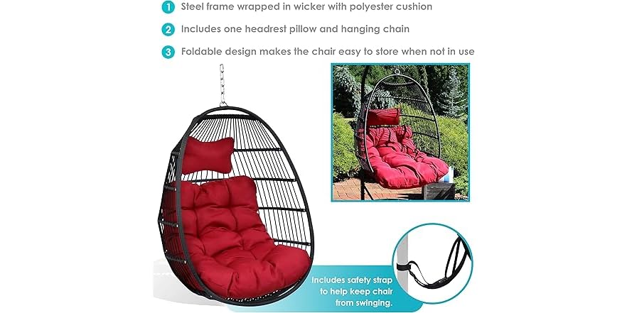 Sunnydaze Julia Hanging Egg Chair
