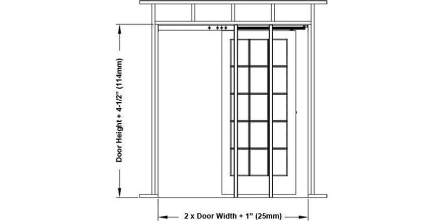 36"x96" Commercial Pocket Door Frame