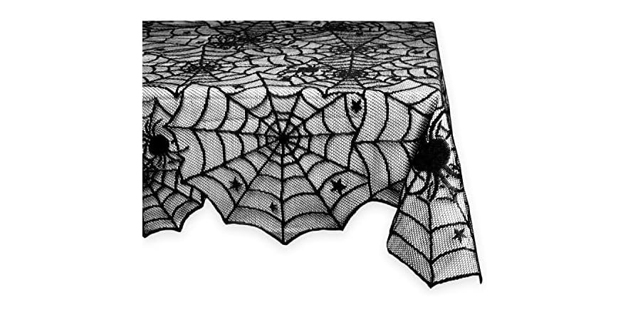 DII Black Lace Overlay Gothic Tablecloth