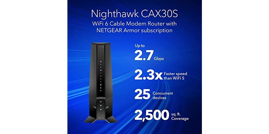 NETGEAR Nighthawk WiFi 6 Cable Modem Router (Open Box)