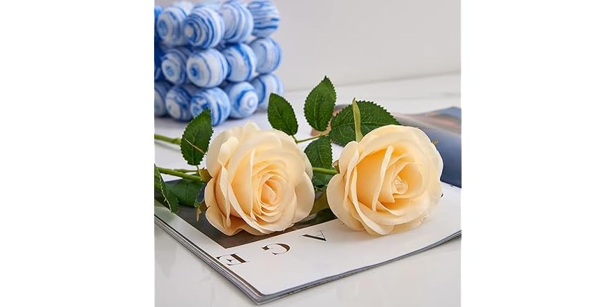 Helera 12pcs Champagne Roses Artificial