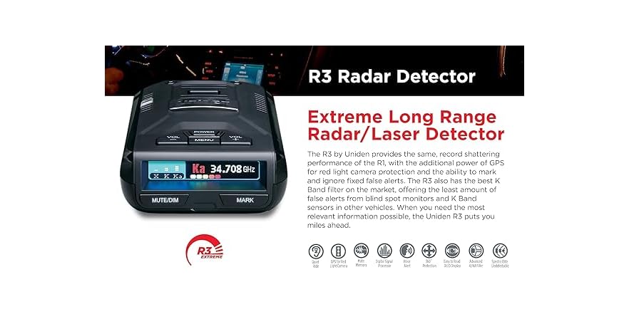 (NEW) Uniden R3 EXTREME Long Range Laser/Radar Detector (Open Box)