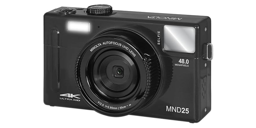 Minolta MND25 48MP Autofocus 4K Ultra HD Camera w/Selfie Mirror