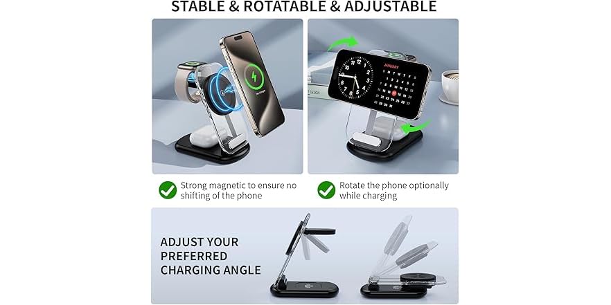Magnetic 3 in 1 Mag-Safe Charger Stand