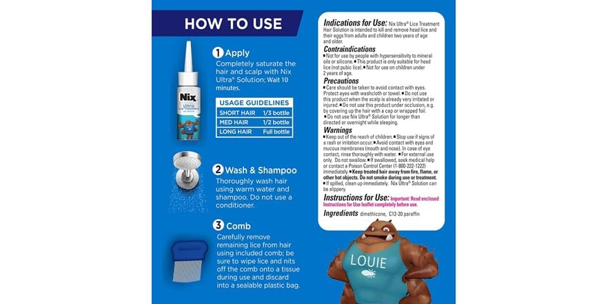Nix 3.4 Fl Oz 2 Pack Ultra Lice Treatment & Lice Comb