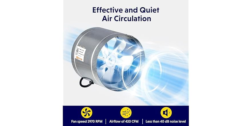 iPower 8'' Inline Booster Duct Fan