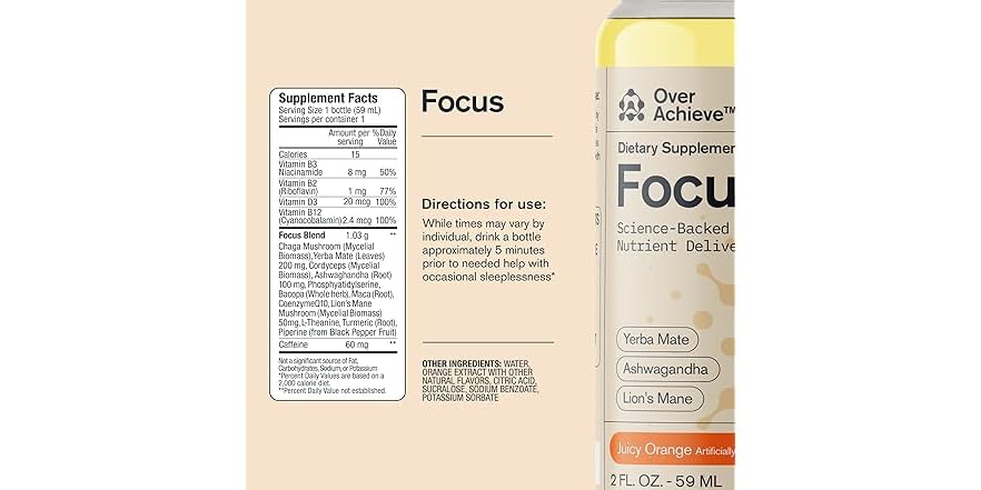 Focus Drink with Yerba Mate & Mushroom 2oz (3pk)