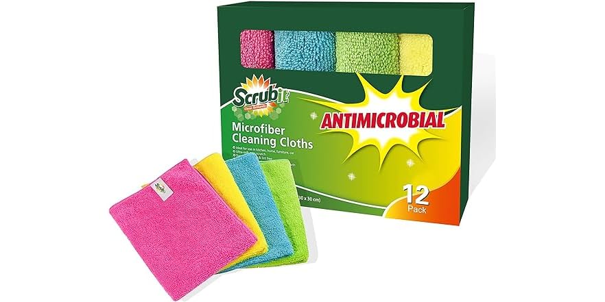 (12 Pack) SCRUBIT Microfiber Cleaning Cloth