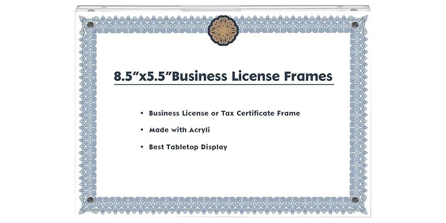 Acrylic Business License Magnet Frame