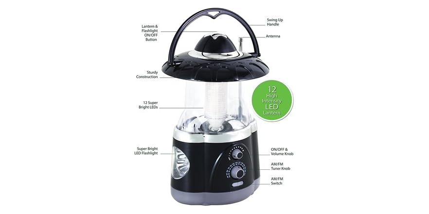 Multifunction 12-LED Lantern with Radio