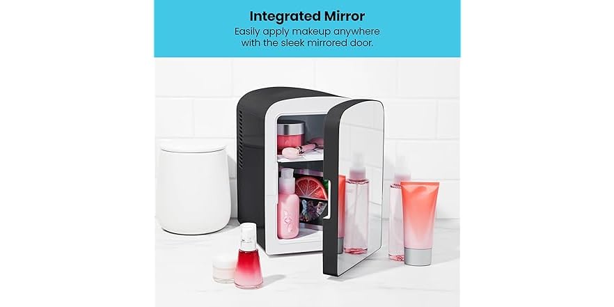 Chefman Iceman Portable Mirrored Fridge 4L Mini Refrigerator