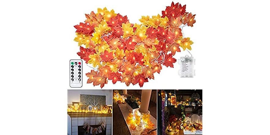 Brightown 20 Ft Fall Leaves Garland with Lights